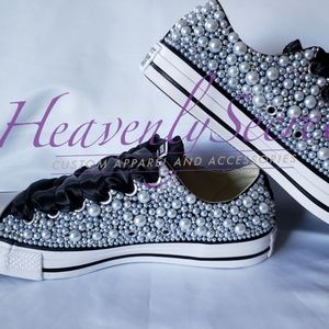 Converse | Shoes | Custom Blinged Black Low Top Converse All Stars ...